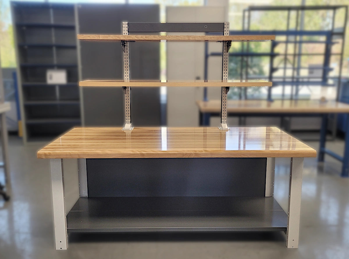 Workstation Rousseau - vertical storage, wood top, 72x30x69H